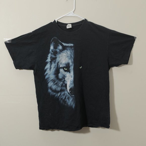 Shirts | Sold Vintage Split Face Wolf Graphic Tee Large | Poshmark